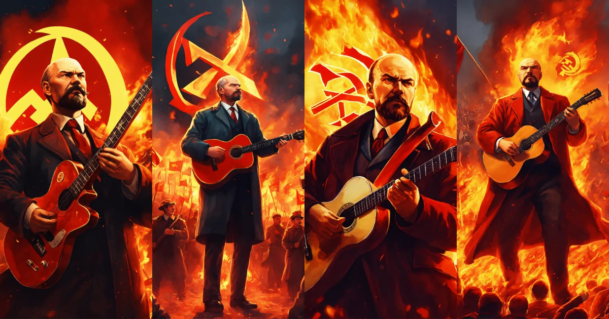 Lexica - Illustration Lenin, with a determined look, is playing a ...