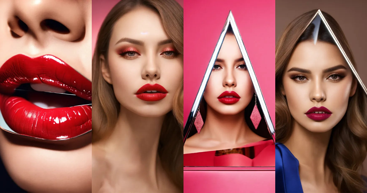 Lexica - Lips makeup in triangle downturned shaped mirror, beautiful ...