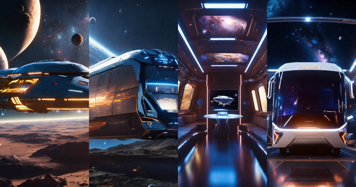 Lexica - Intergalactic tour bus starship traveling through deep space ...