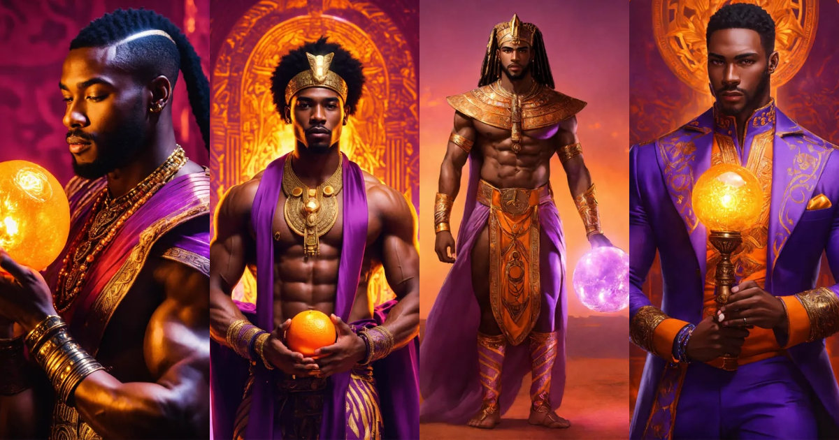 Lexica - Muscular handsome African male Pharaoh in an ornate purple ...