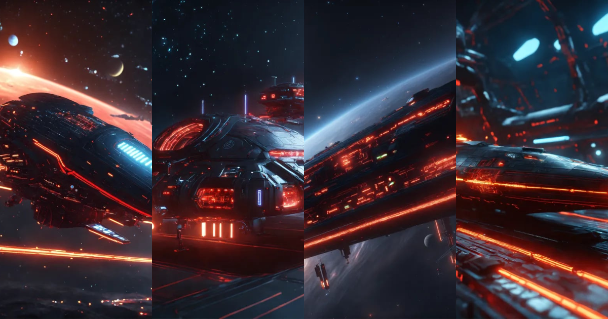 Lexica - Zoom out on a extra long black organic worm like space ships ...