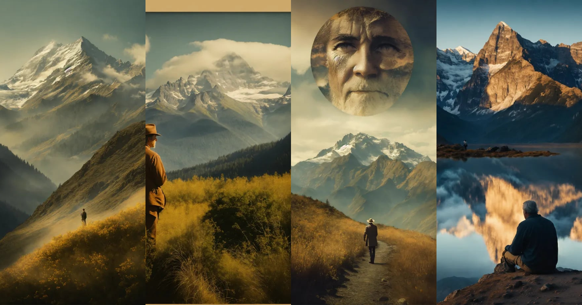 Lexica - Double Exposure Man and Mountain Echoes, Whispered Features ...