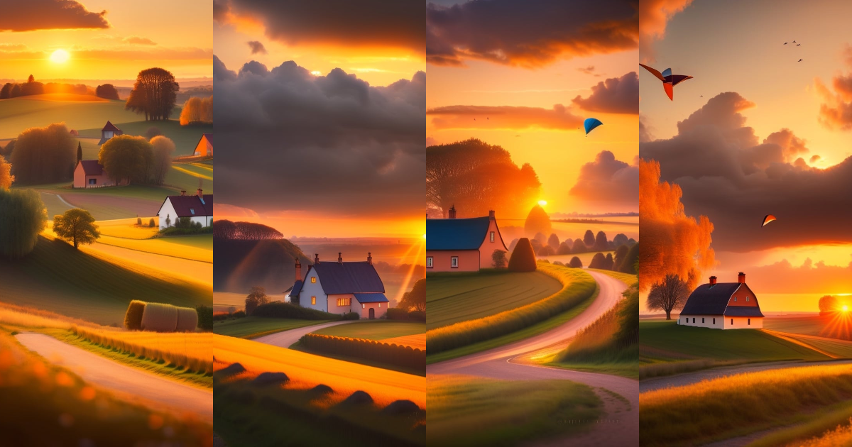 Lexica - The scenery at sunset in the countryside is very beautiful and ...