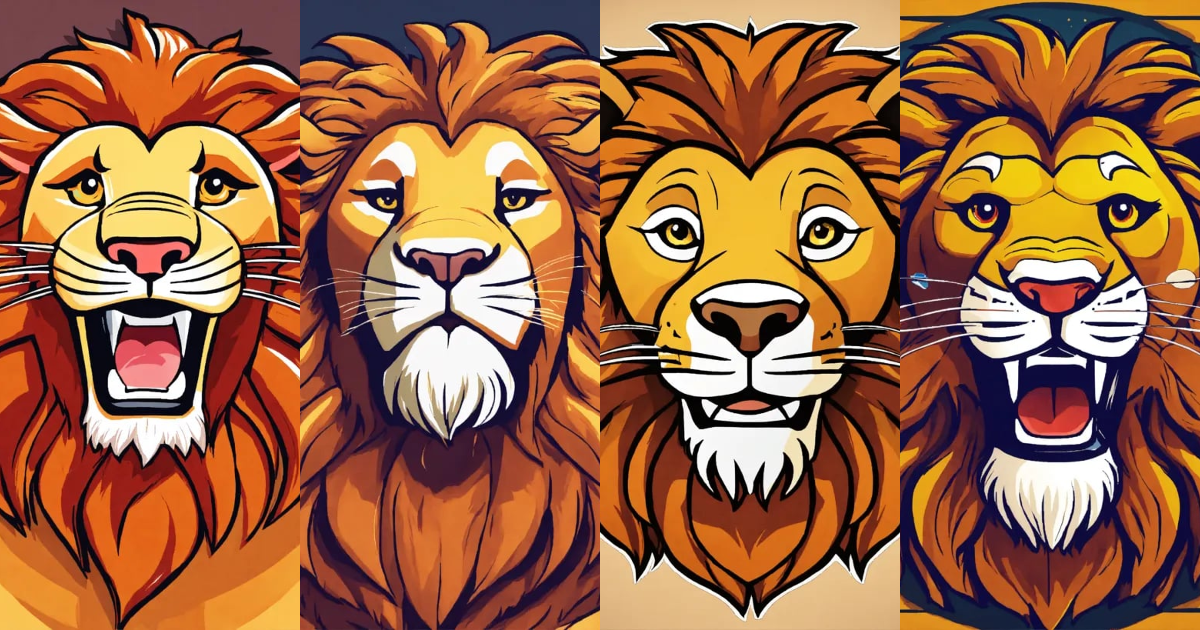 Lexica - Leo the lion smiling, cartoon