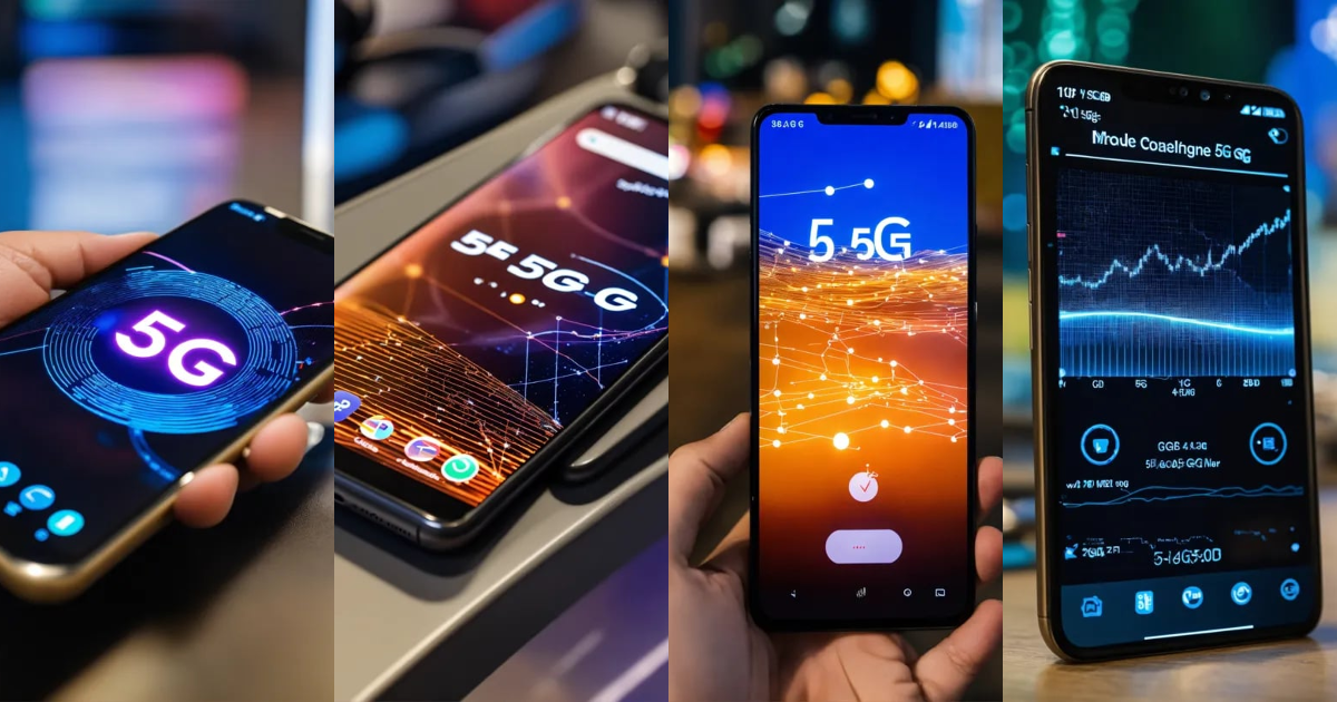 Lexica - A photo of a smartphone with a 5G signal. The phone is ...