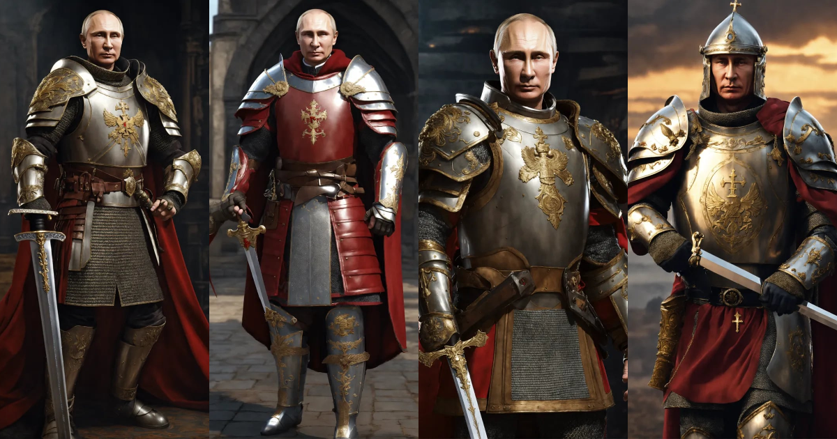 Lexica - Vladimir putin in a templar armor suit with sword in his hand ...