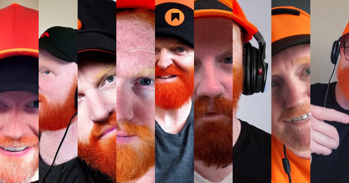 Lexica - Middle aged streamer on twitch with black hat, stubble, ginger ...