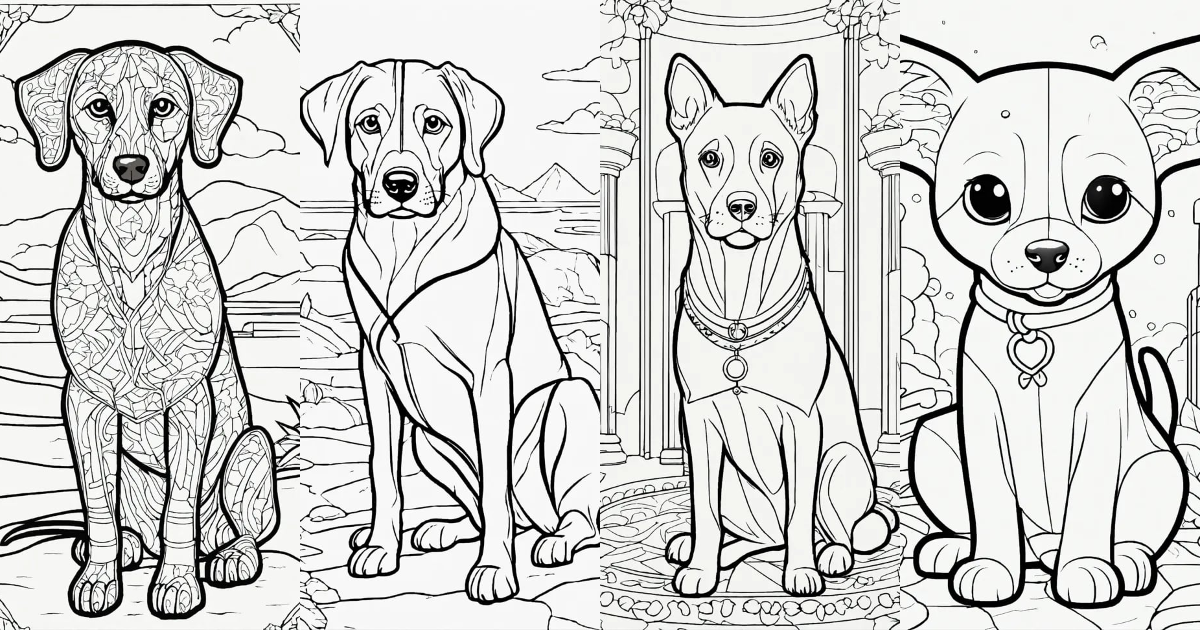 Lexica - Coloring page, black lines, only dog, full body, for kids