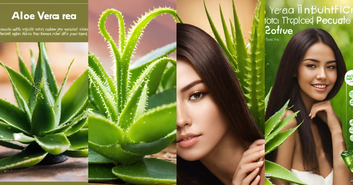 Lexica - Create a template with three key features 1. aloe vera plant ...