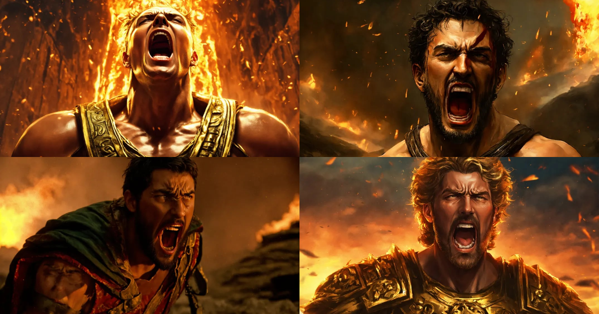 Lexica - Stoic hero, suffering, screaming, realistic, 169.8k