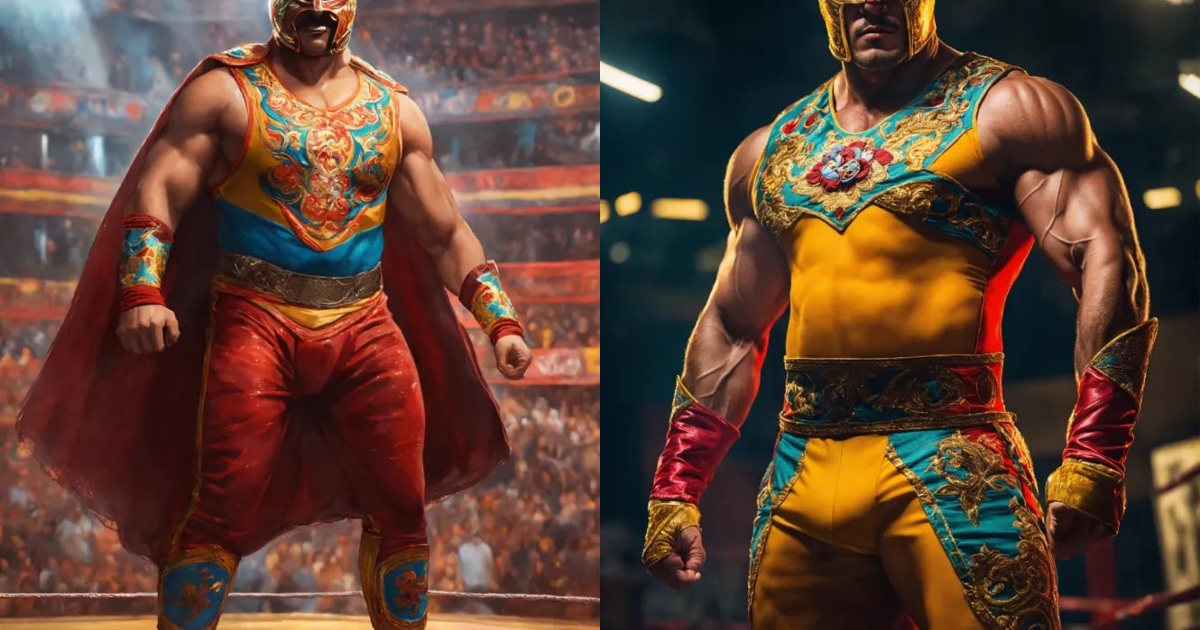 Lexica - Full body portrait, Breathtaking, a defiant mexican luchador ...