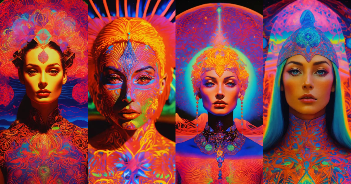 Lexica - Portrait Haute Couture, of cosmic Alex Grey Goddess in a DMT ...