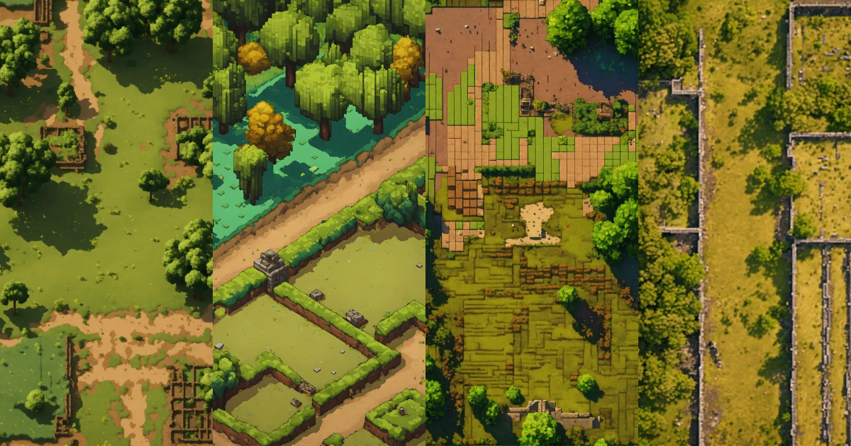 Lexica - Top down close up simple blocky pixel image of an empty post ...