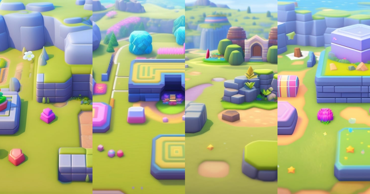 Lexica - 2D illustration, Kirby Star Allies, daylight, map, game areas ...