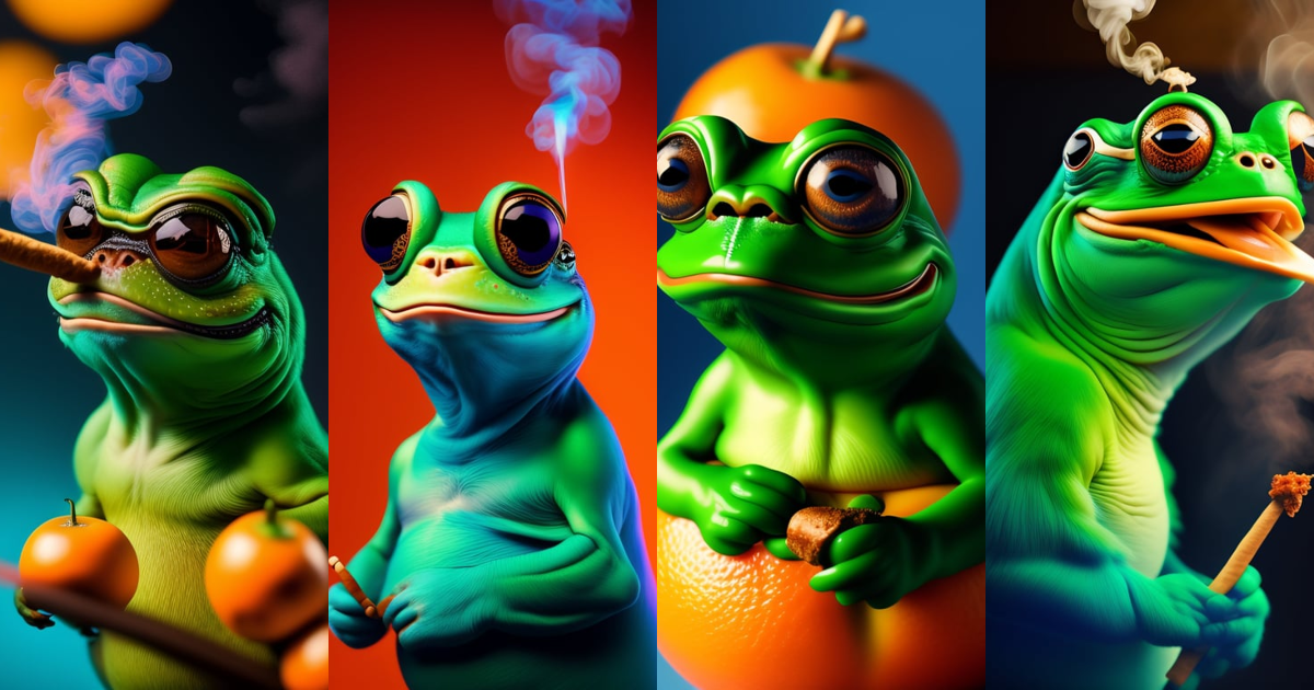 Lexica - 8k representation of pepe the frog smoking a cigar, blue ...