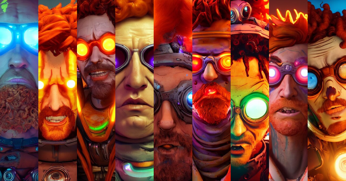 Lexica - Glowwave portrait of curly orange haired mad scientist man ...