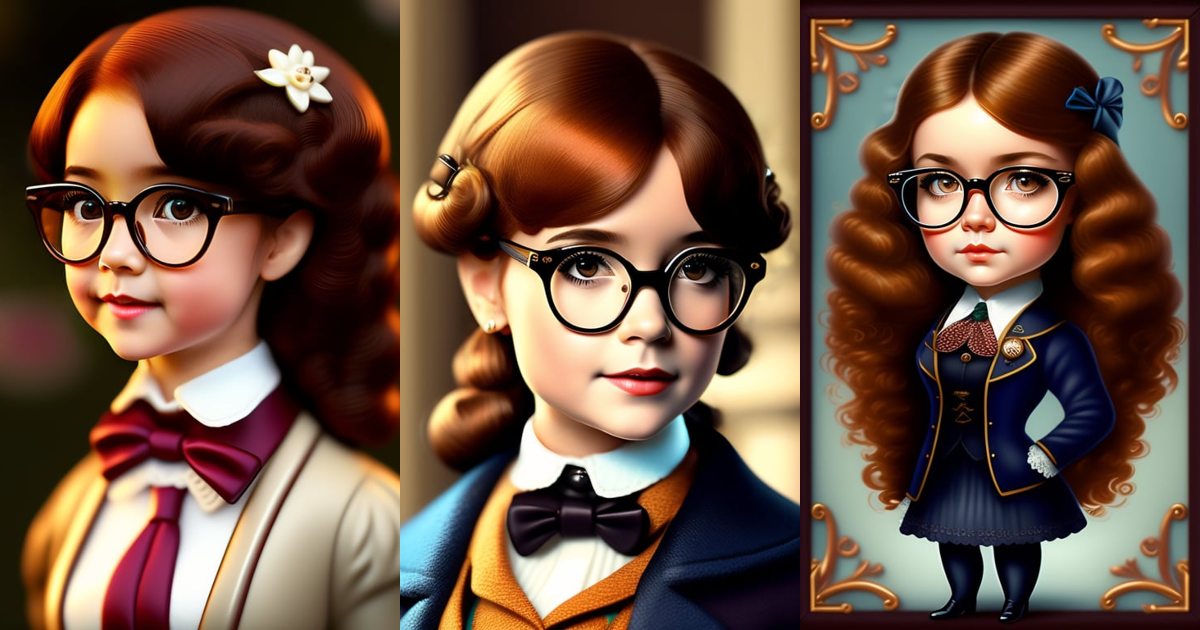 Lexica - Chibi Victorian reporter, brunette, spectacles