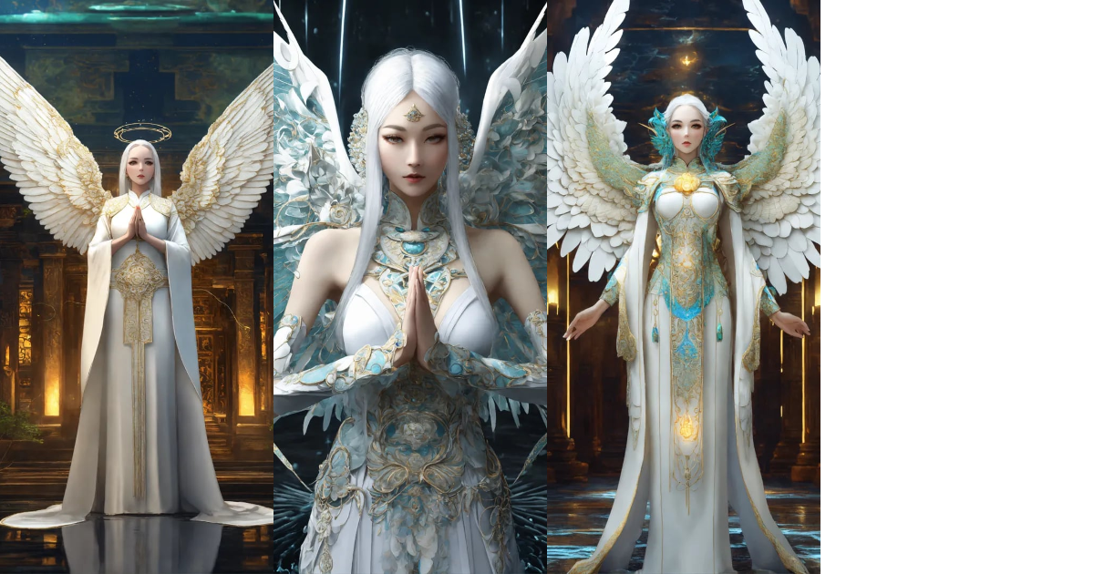 Lexica - Woman monk with detailed and complete angel wings, Taoist ...