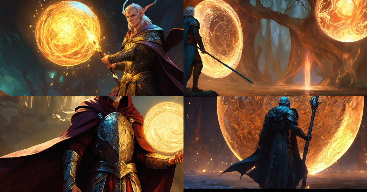 Lexica - Create a elder elf god in a heroic pose, holding a staff, back ...