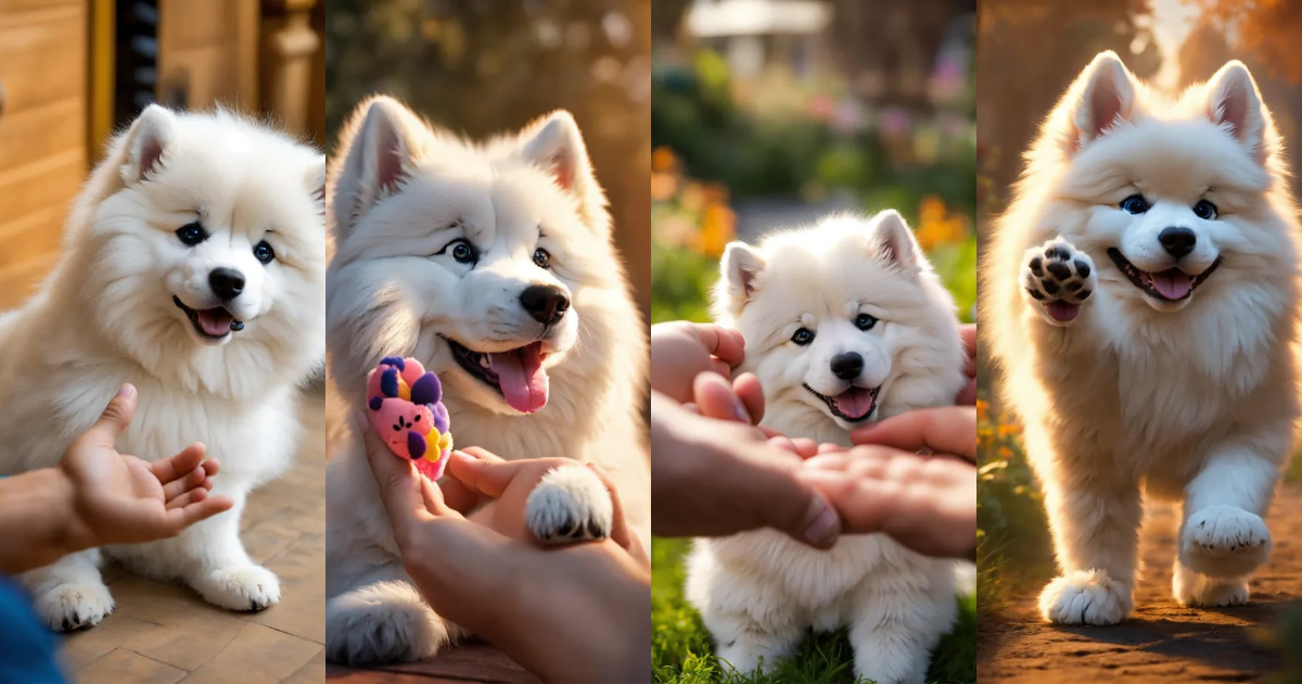 Lexica - A Samoyed dog paw touching the human hand, inspired by Disney ...