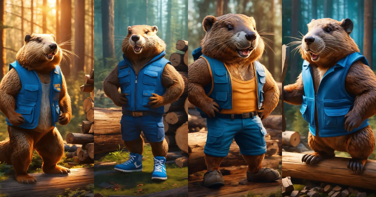 Lexica - Extremely realistic beaver with muscles. In a blue vest. In ...