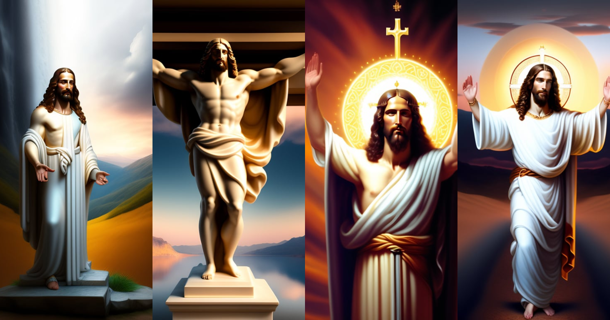 Lexica - Full body photo ofJesus Christ with open hands majestic