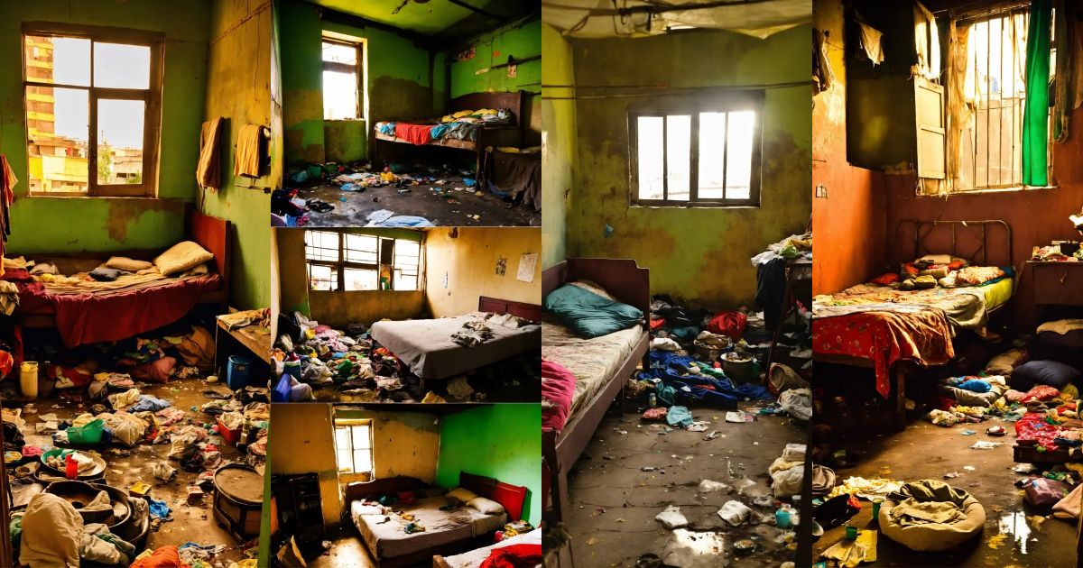 Lexica - Slum, poor, bedroom, messy