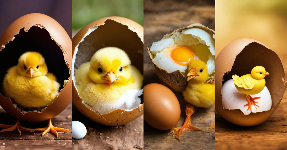 Lexica - Using an egg, with a chick cracking the shell open from the ...