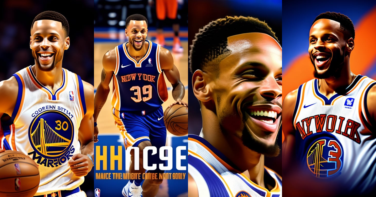 Lexica - Photo of happy Stephen curry as a knicks player 4k
