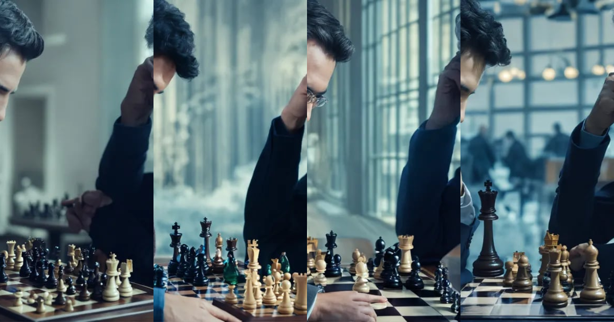 Lexica - Two masters are playing chess, with cold and advanced background