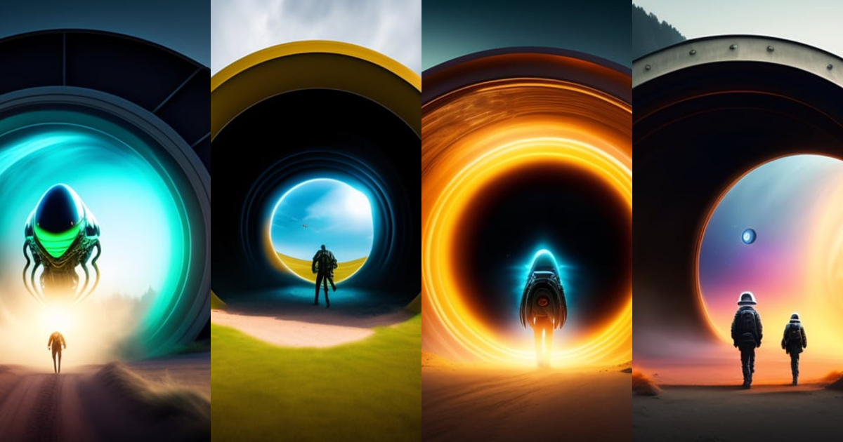 Lexica - Alien coming out of an interdimensional portal