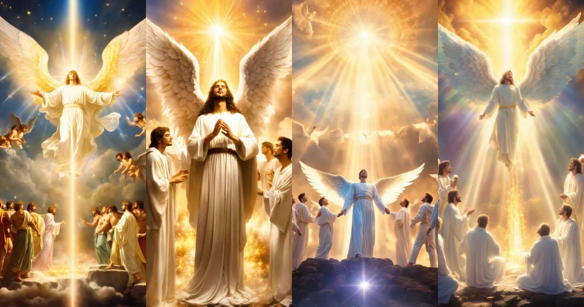 Lexica - God blessing a group of male angels, heaven, magical and ...