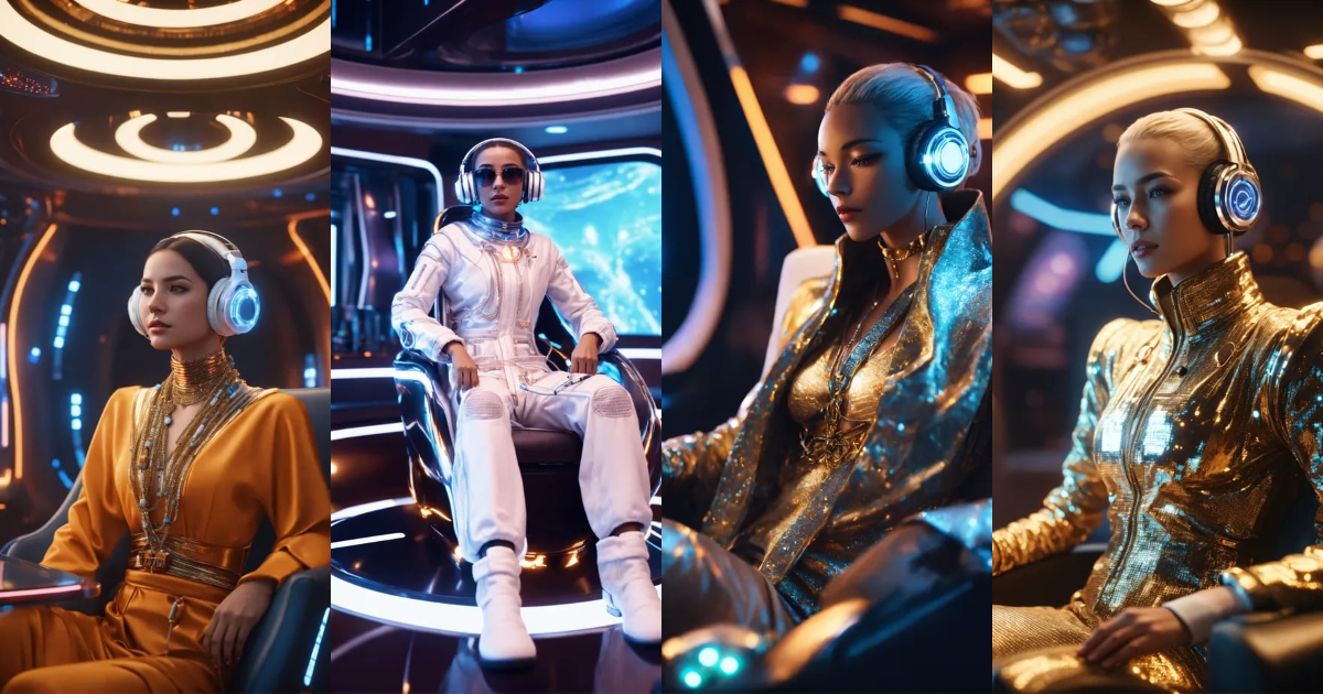 Lexica - Zoom out from a mixed humanoid, wearing a fancy space robe ...