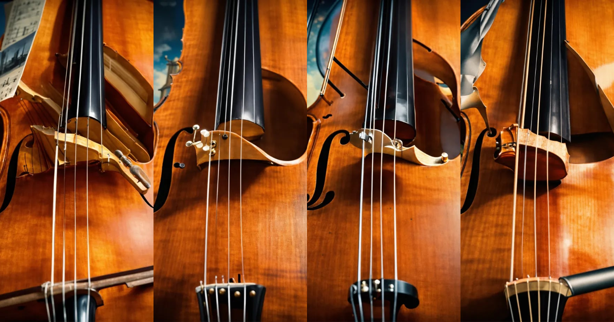 Lexica - A photorealistic closeup POV view of inside a cello, imagine ...