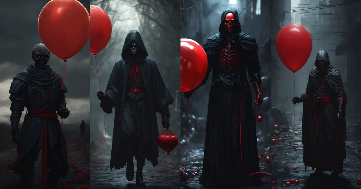 Lexica - Dark aesthetic, a creepy dark humanoid figure, holding a red ...