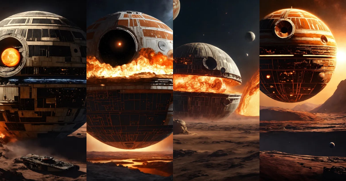 Lexica - Star Wars death star destroying Jupiter, 8k