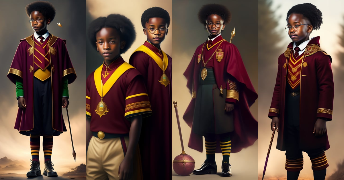 Lexica - Full shot young african harry potter, gryffindor quidditch ...