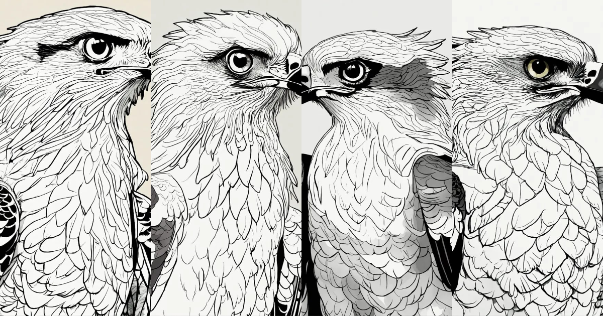Lexica - Beautiful detailed osprey portrait, one line drawing, bold ...