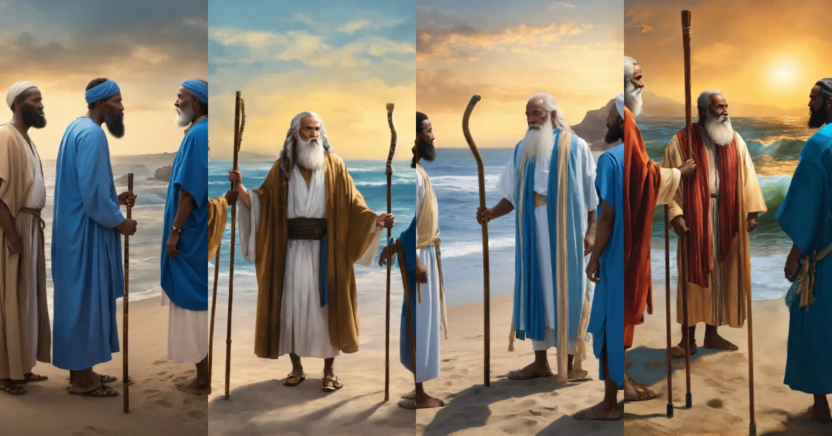 Lexica - Cinmatic. View from the back. Moses prophet meet another ...