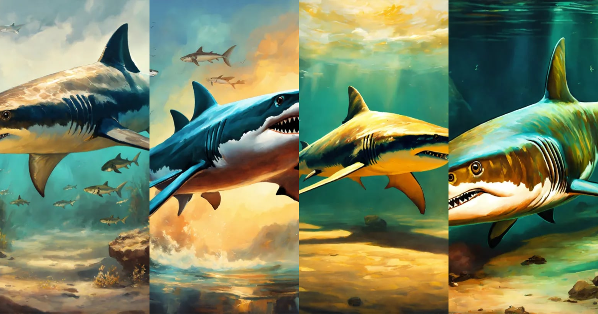 Lexica - Oil paint concept art of an ancient prehistoric shark, oil ...