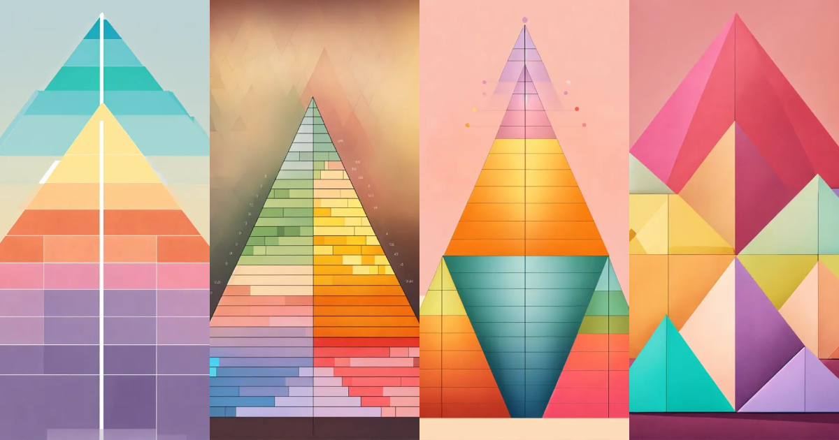 Lexica - Graph pyramid, split in 5 rows, each row with one different ...