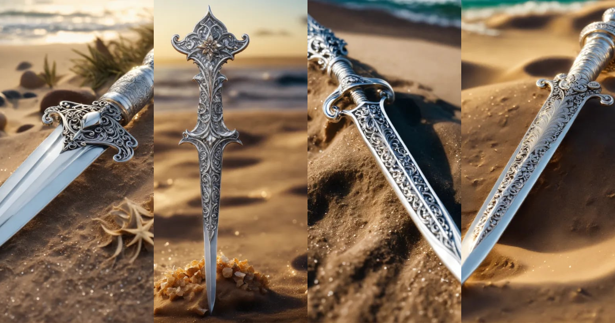Lexica - 8k, picture of a narrow and delicate wavy dagger made of lunar ...