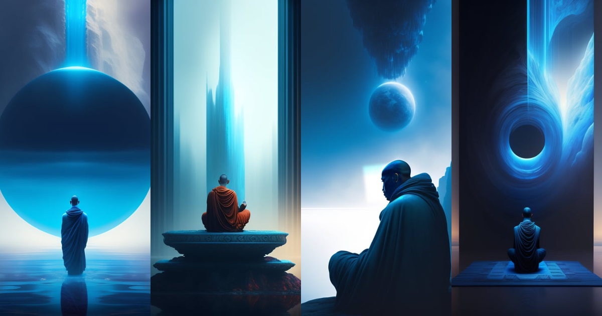 Lexica - A monk god meditating in a empty void, fantasy, trending on ...