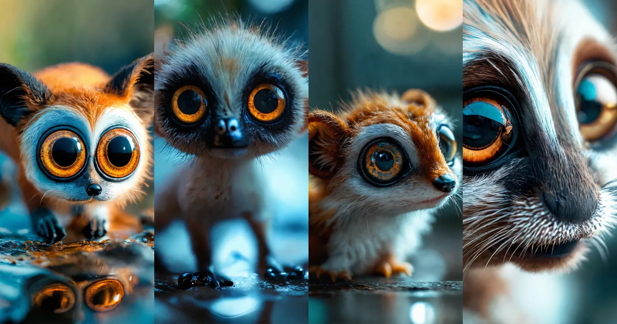 Lexica - Cute animal with big reflective eyes, realistic , photography ...