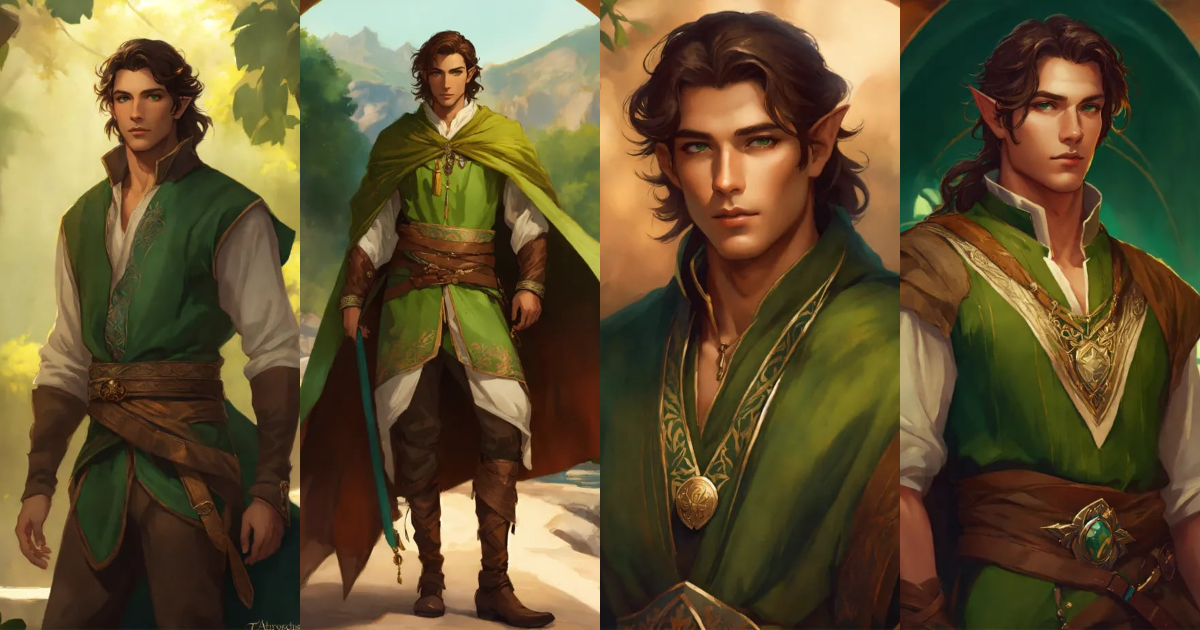 Lexica - Full body portrait of handsome elf male scout, high cheekbones ...