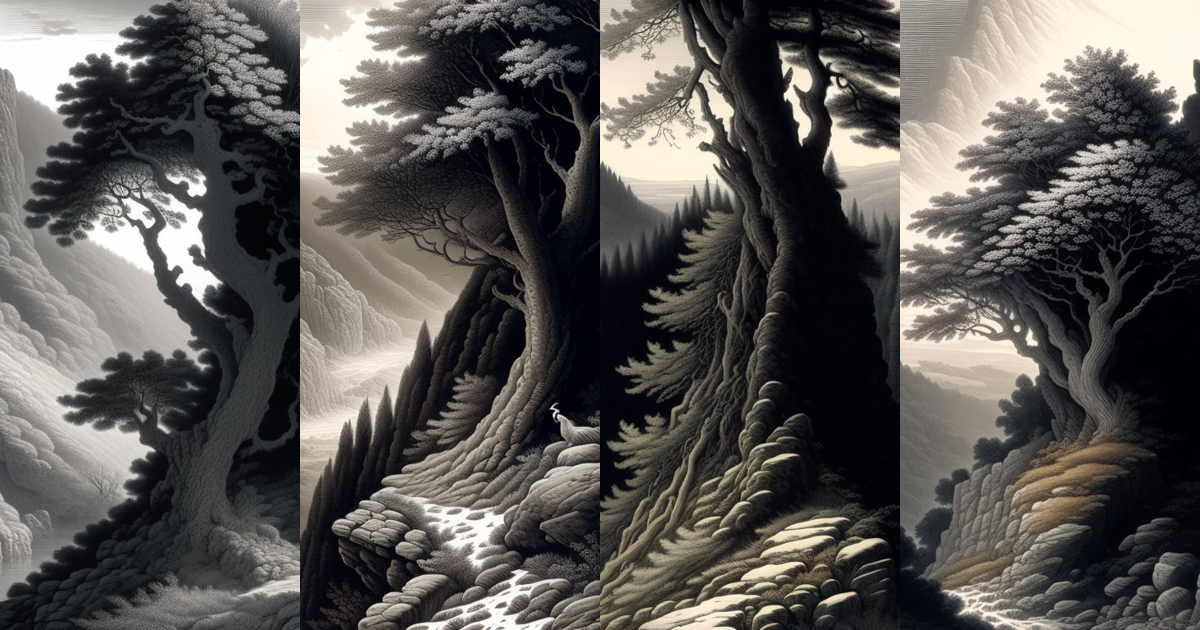 Lexica - A lone gnarled tree clinging to a scree slope by gustave dore ...