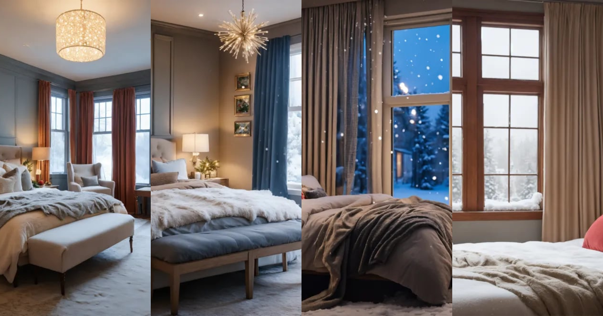 Lexica - Beautiful Christmas bedroom facing facing forward. Bed facing ...