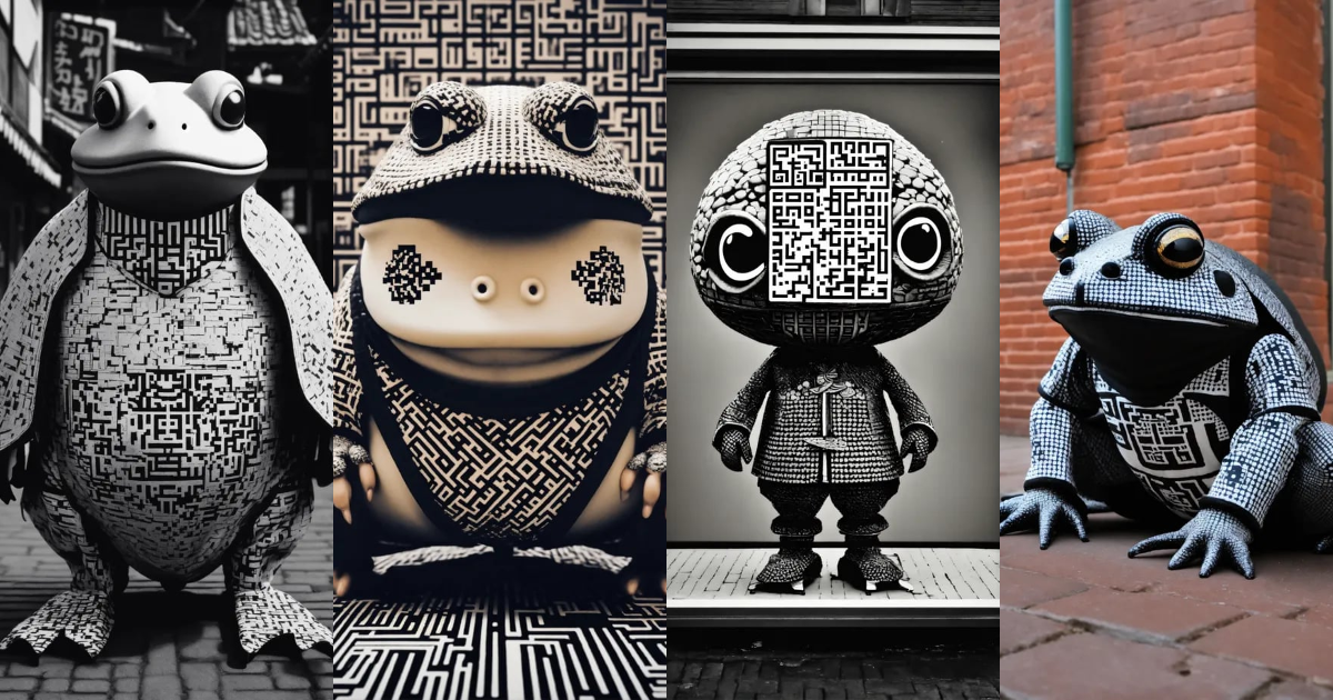 Lexica - A toad made out of a 3d black and white optical illusion, ying ...