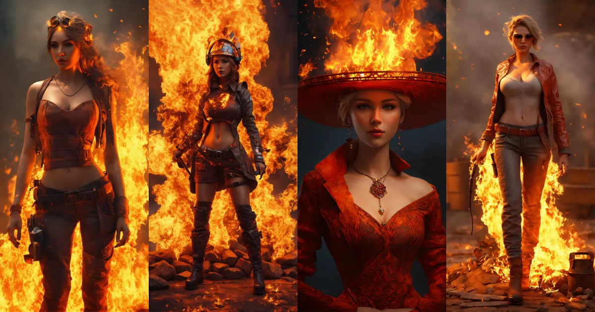 Lexica - Pyromaniac woman 3D art