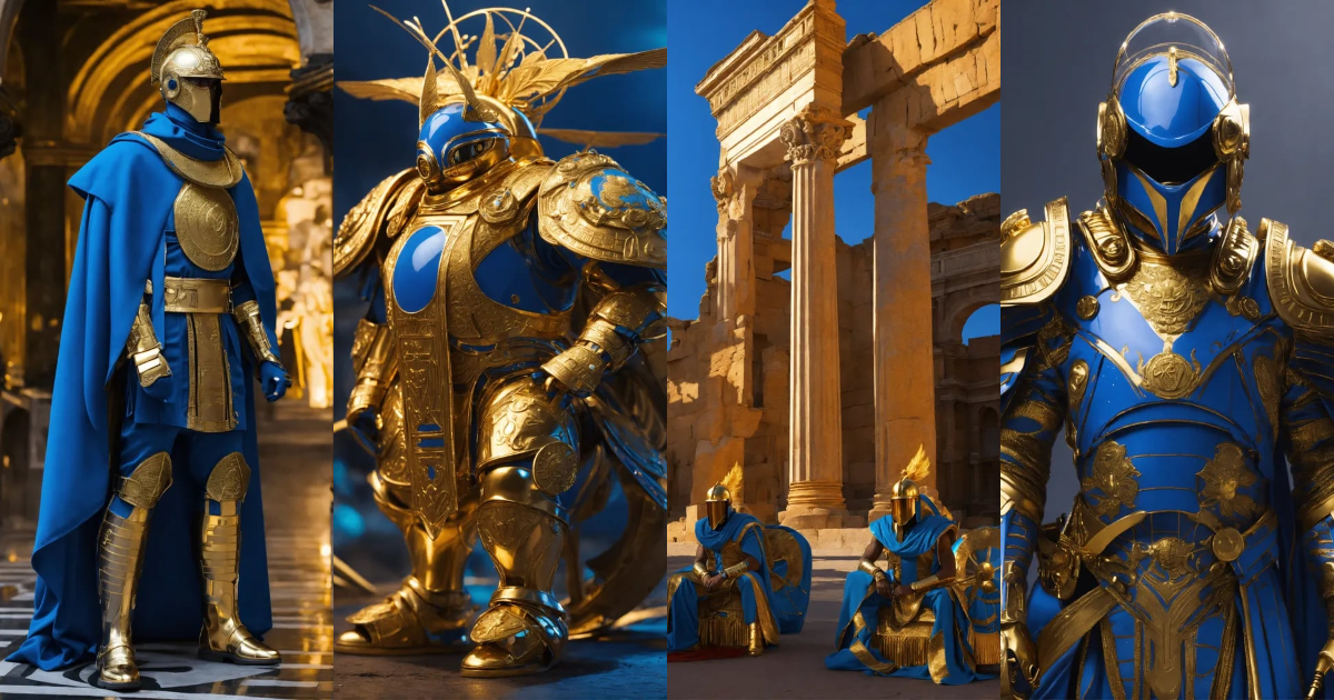 Lexica - Futuristic blue golden soilders inspired by ancient rome